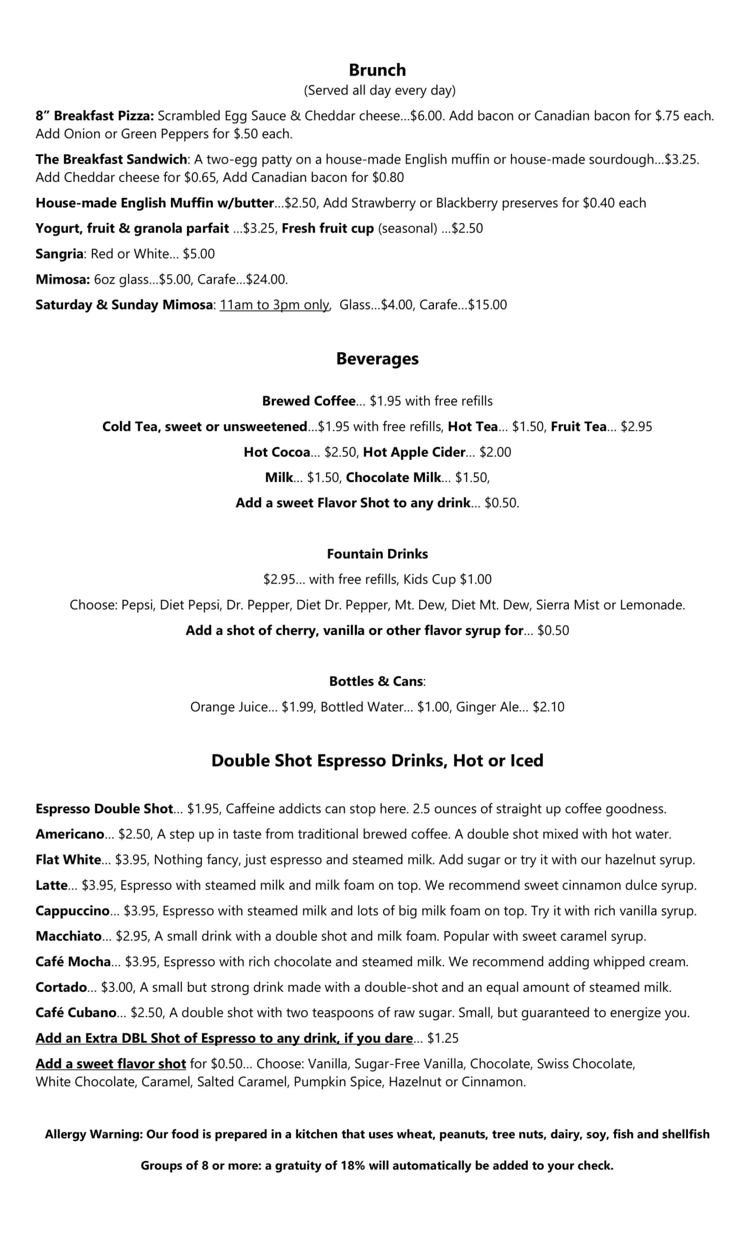 Our Menu – Redpoint Inn Restaurant & Mountain Gear